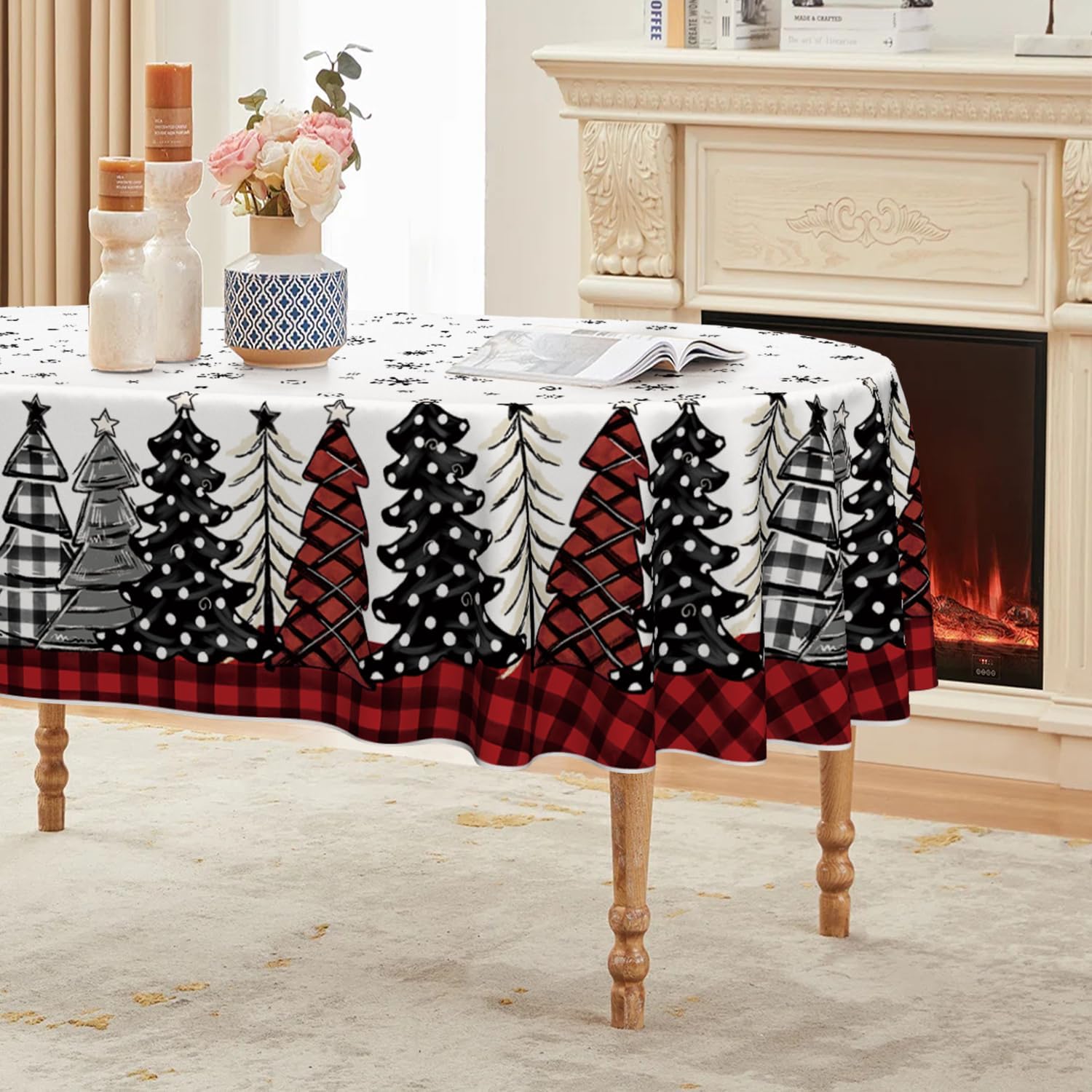 Amazon.com: Horaldaily Christmas Tablecloth 60×84 Inch Oval, Christmas ...