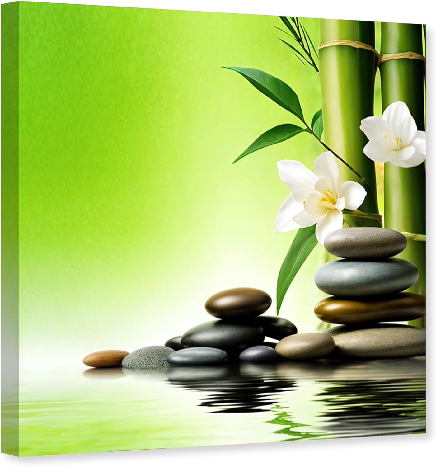 ZHONGJINGYAN Zen Art Wall Decor Green Bamboo Canvas Frangipani and Spa ...