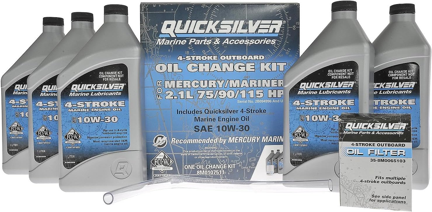 Quicksilver 10W-30 Oil Change Kit for 4-Stroke 75hp, 90hp and 115hp ...