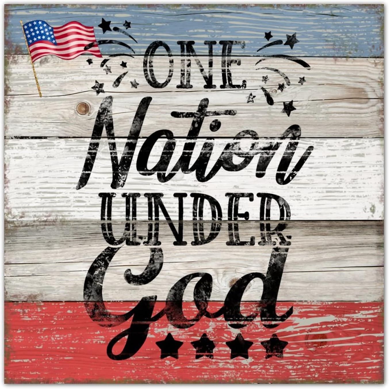 Amazon.com: Wooden Sign Plank Hanging Plaque One Nation Under God Sign ...