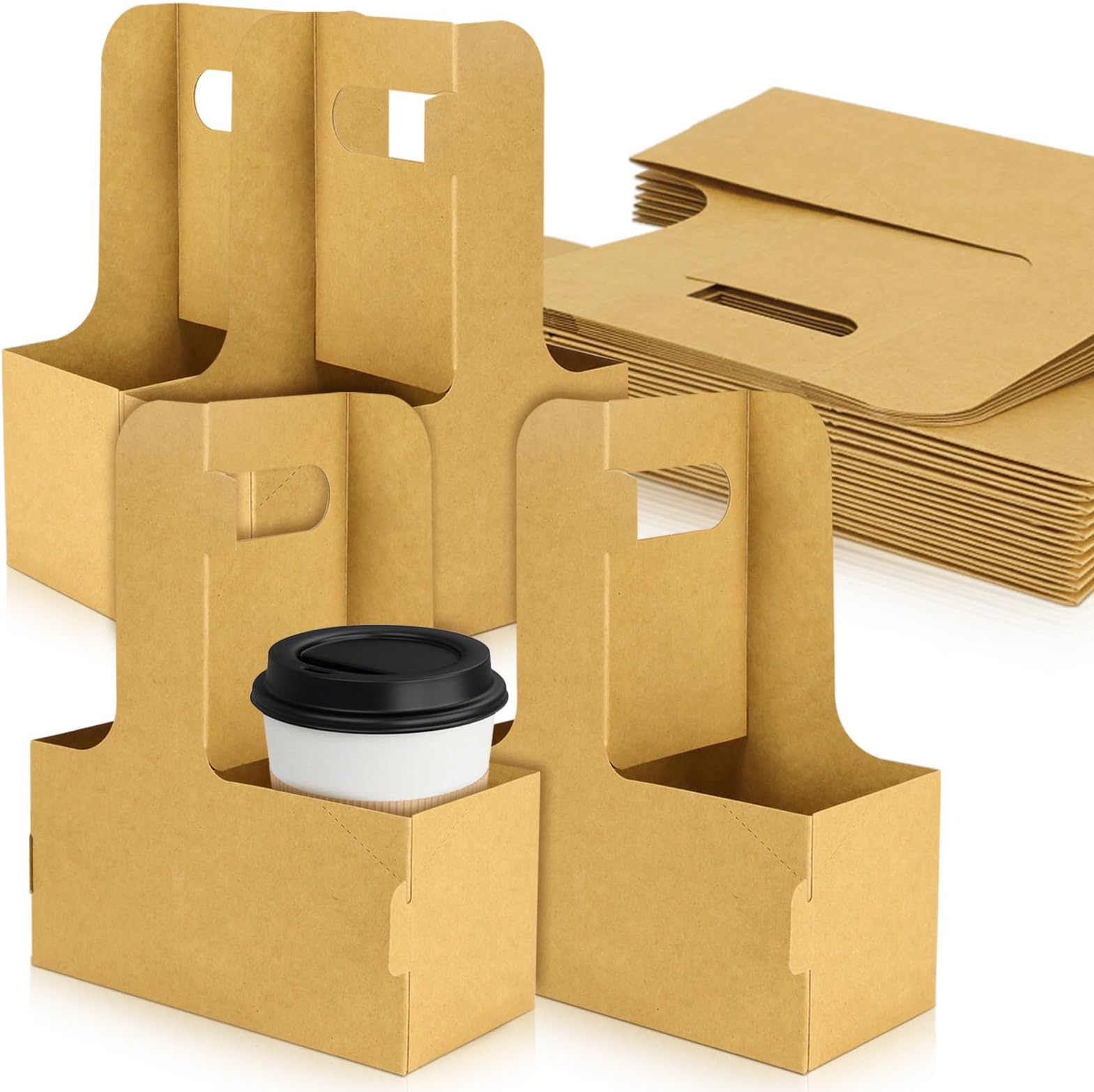 Amazon.com: Yeustkony 20 Pack Kraft Drink Carrier with Handles, 2 Cup ...