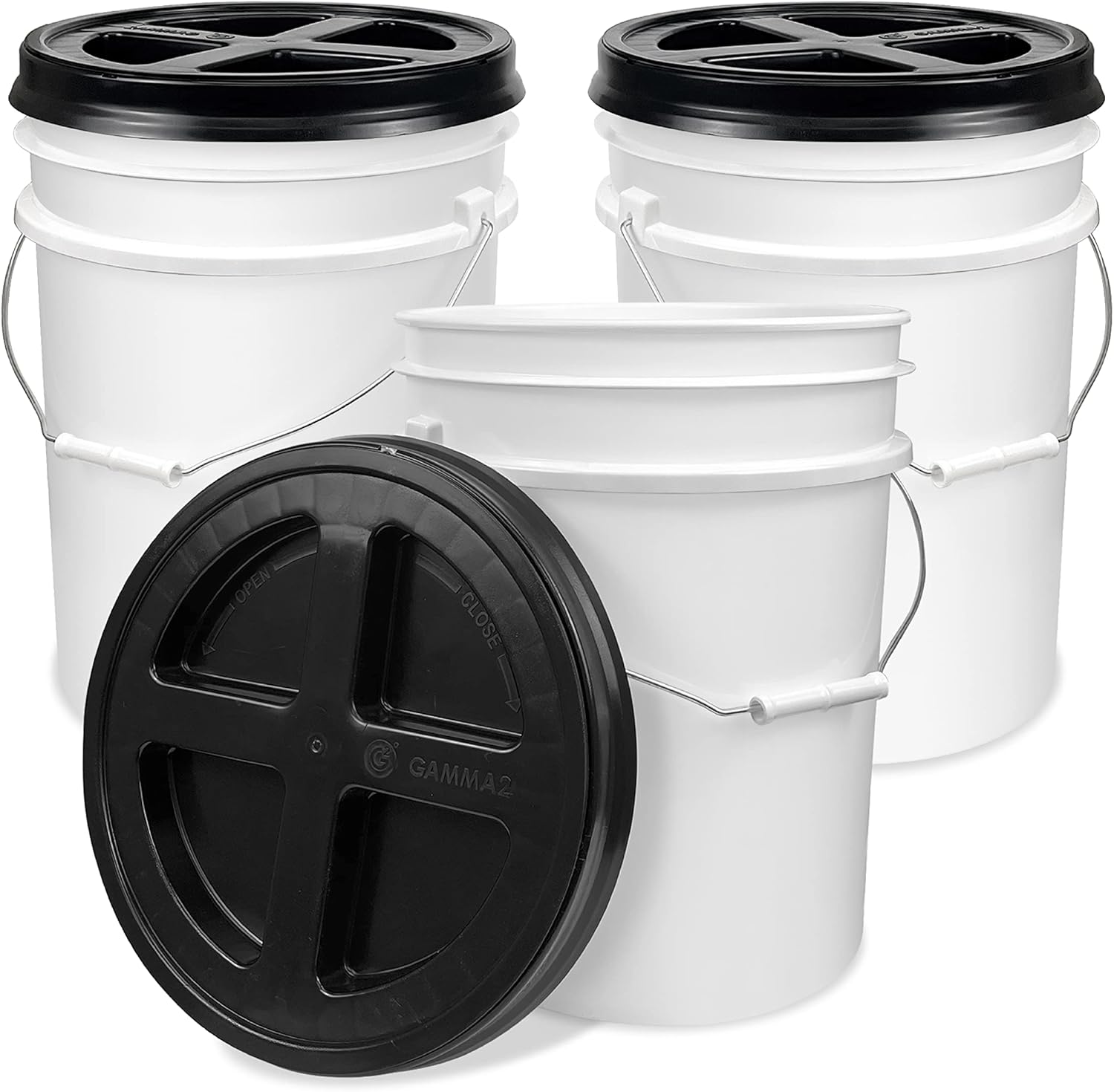 Amazon.com: ePackageSupply 5 Gallon White Bucket with Black Gamma Seal Screw on Airtight Lid ...