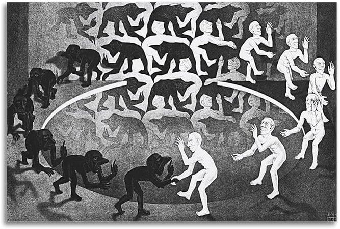 Amazon.com: M. C. Escher Poster Work《Encounter》 Decorative Painting ...