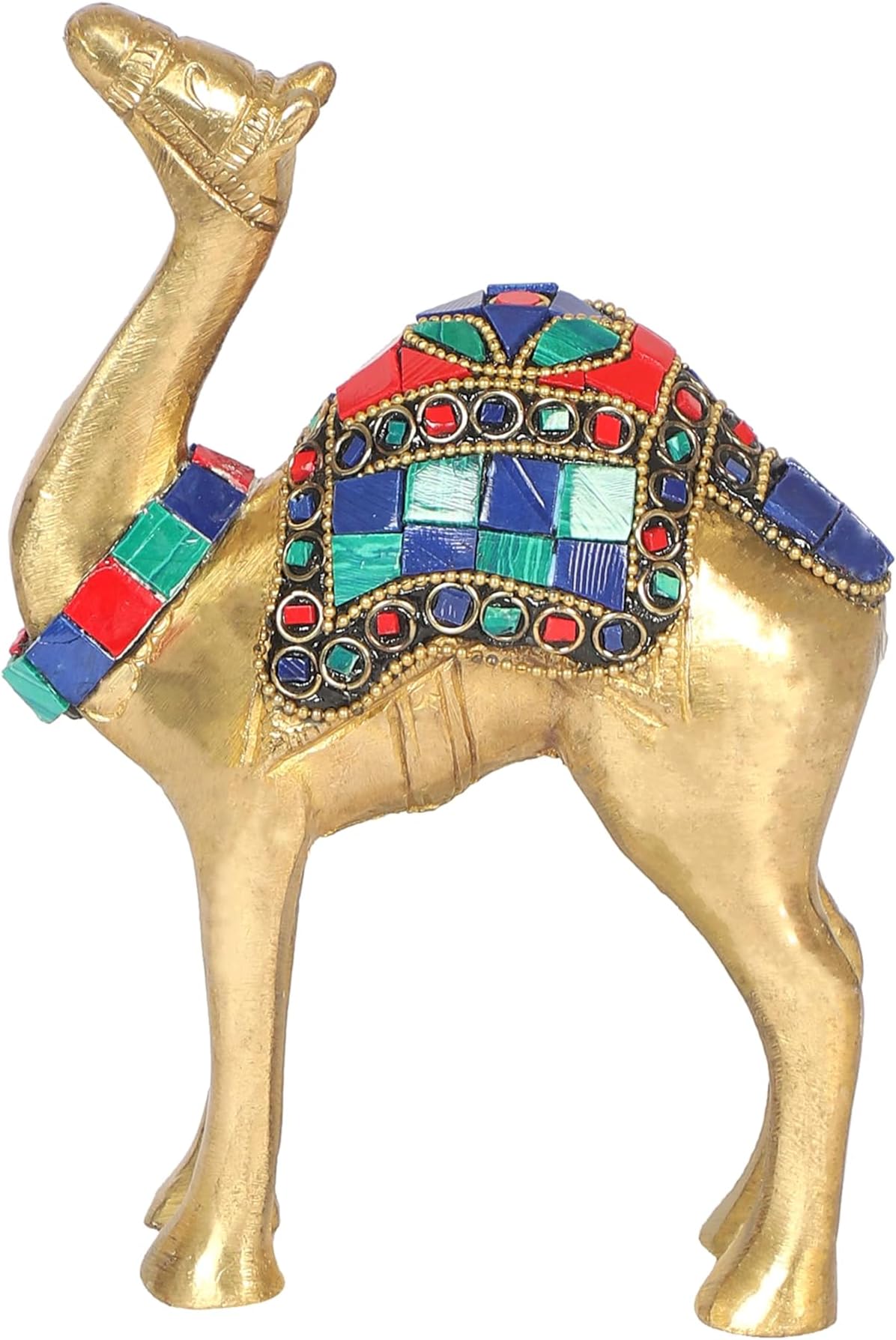 Amazon.com: Two Moustaches Gemstone Work 6 Inches Brass Camel Showpiece ...