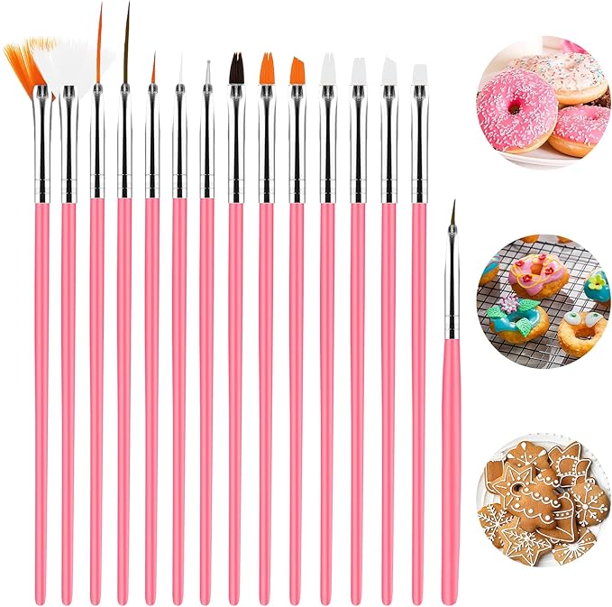 Amazon.com: 15pcs Cake Painting Brushes, Cake Decorating Brushes Kit ...
