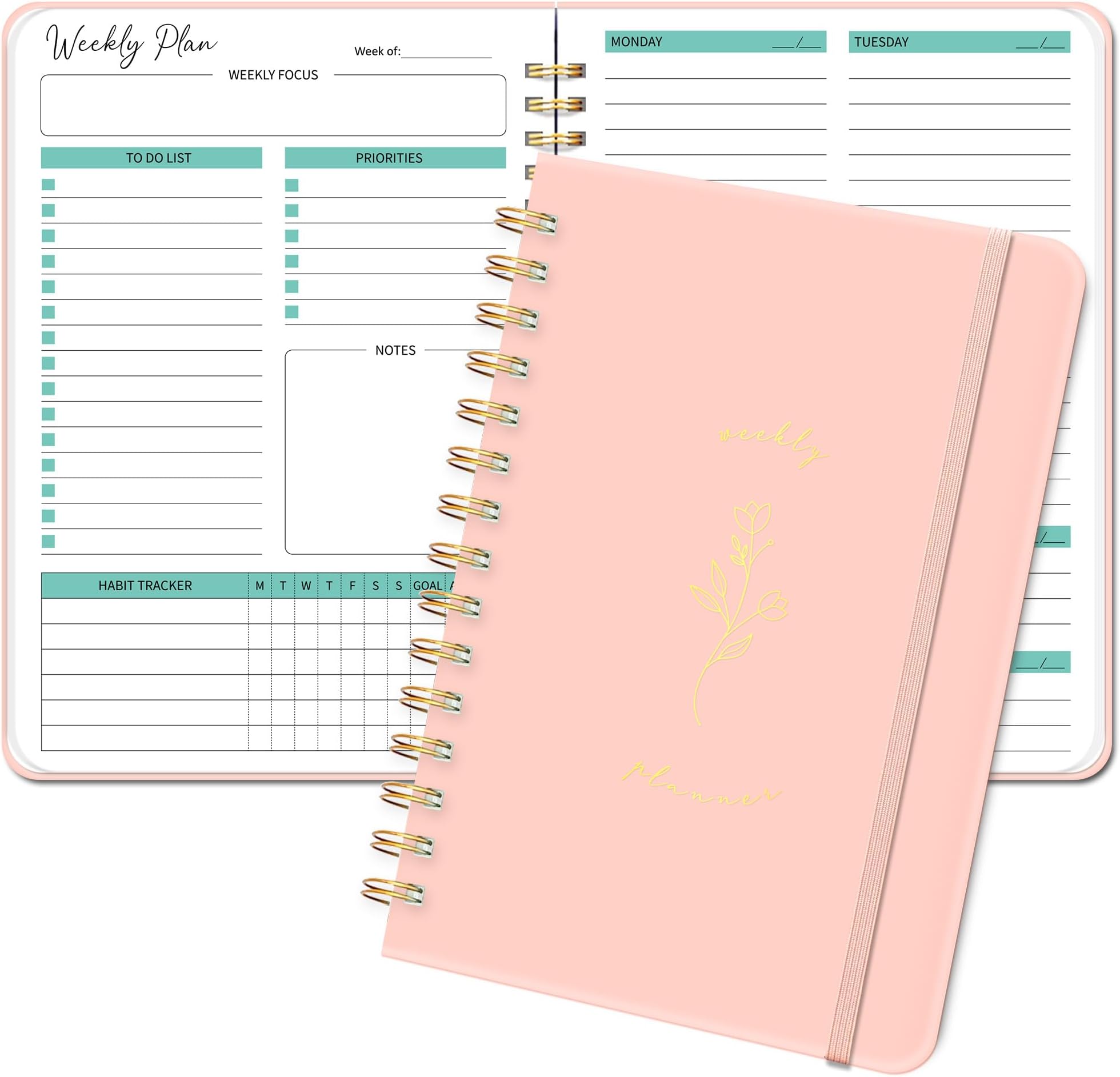 Amazon.com : Undated Weekly Planner - Weekly To Do List Notebook with ...