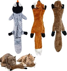 Dog Squeaky Toys,3 Pack No Stuffing Squeaky Plush Dog Toy,Crinkle ...