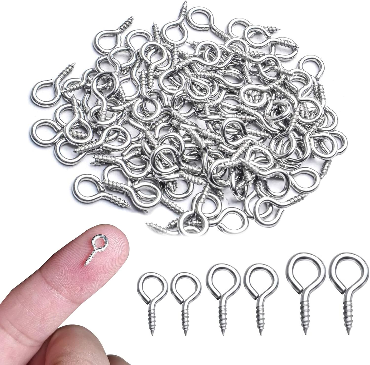 Screw HooksStainless Steel Eye Pins Set - 300-Piece Screw in Hooks ...