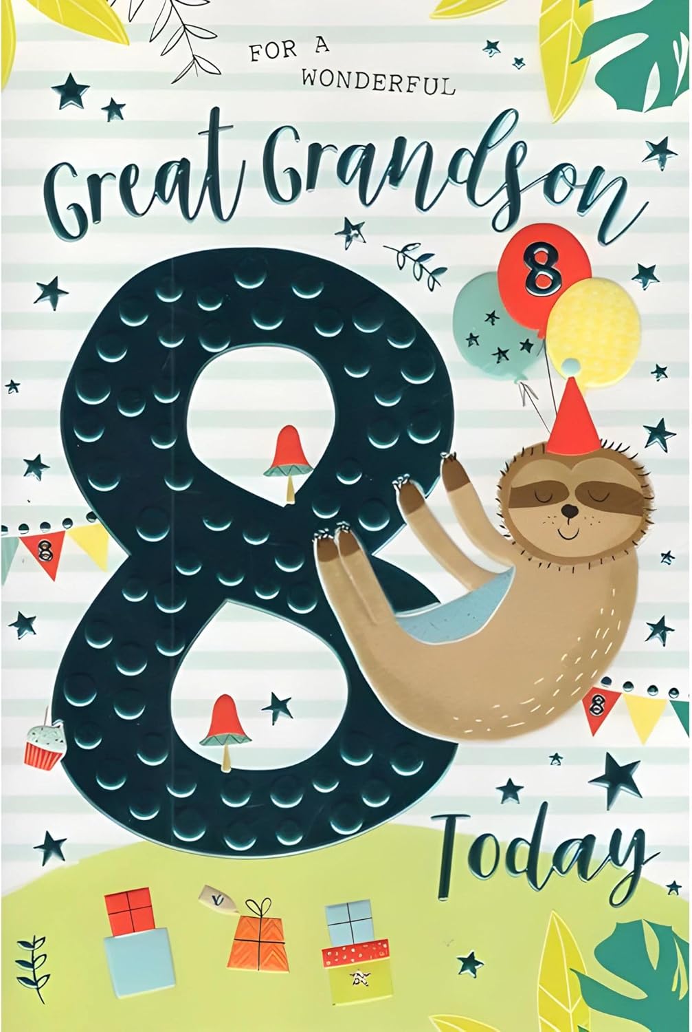 Great Grandson 8th Birthday Card - Age 8 - Contemporary Design ...