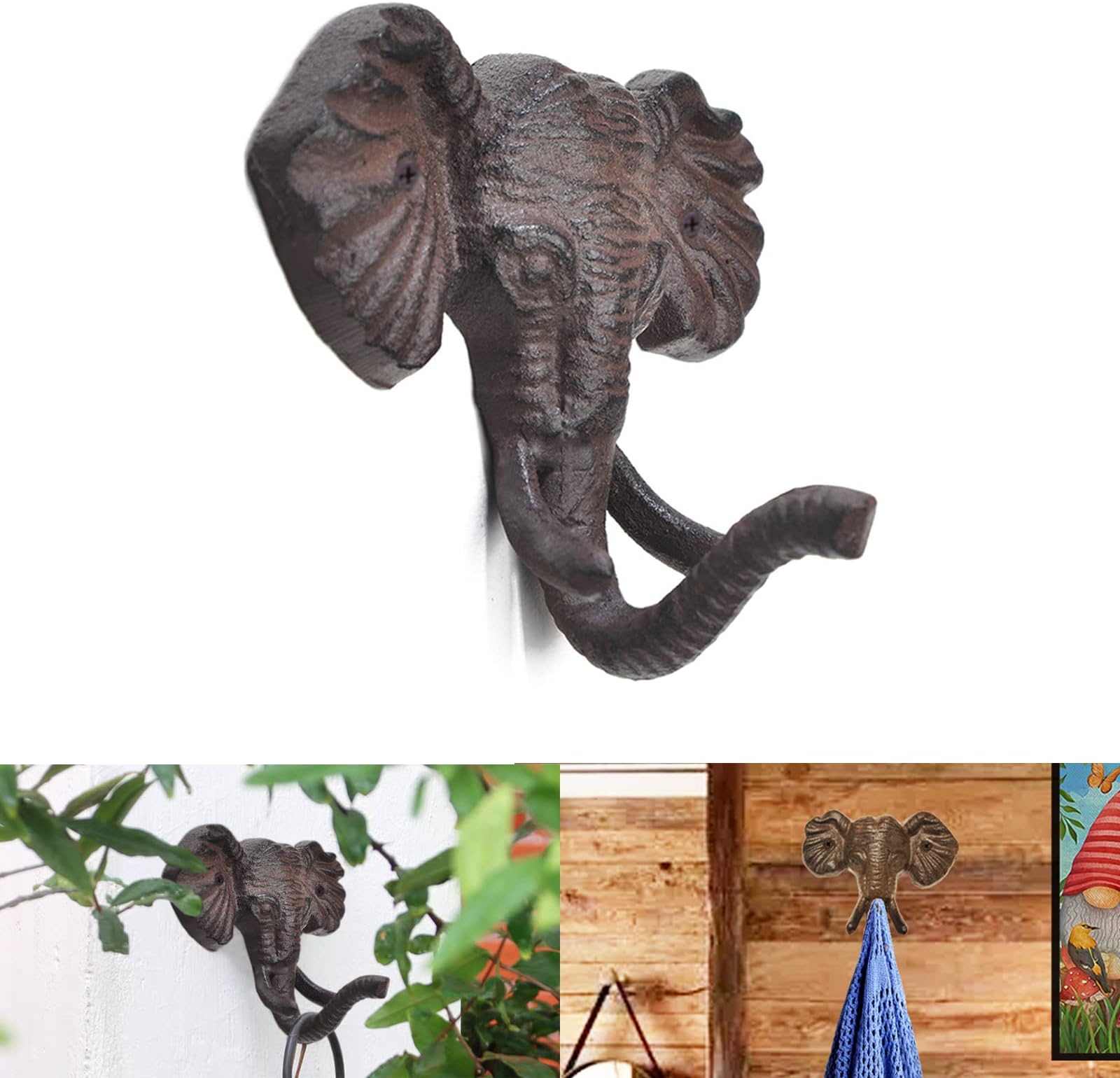 Amazon.com: bouti1583 Single Elephant Head Wall Hanger, Coat Hat Hook ...