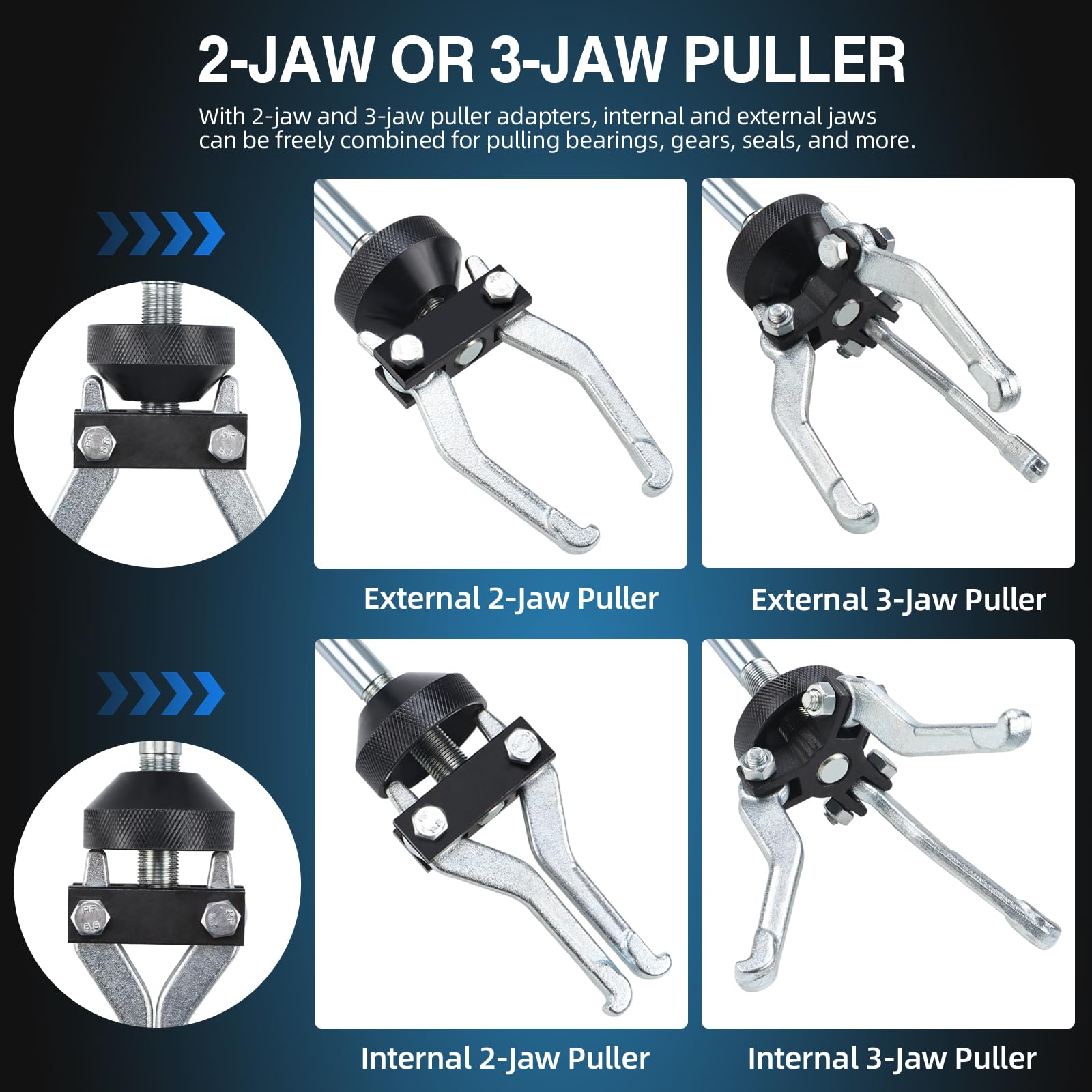 Snapklik.com : 17pc Slide Hammer Puller Set, 2/3 Jaw Sliding Hammer ...