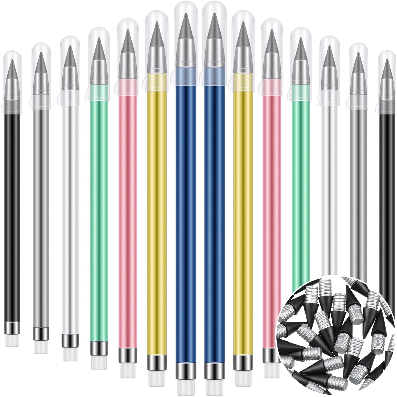 Amazon.com : 4 Pcs Metal Inkless Pen Set Eternal Pencil Everlasting ...