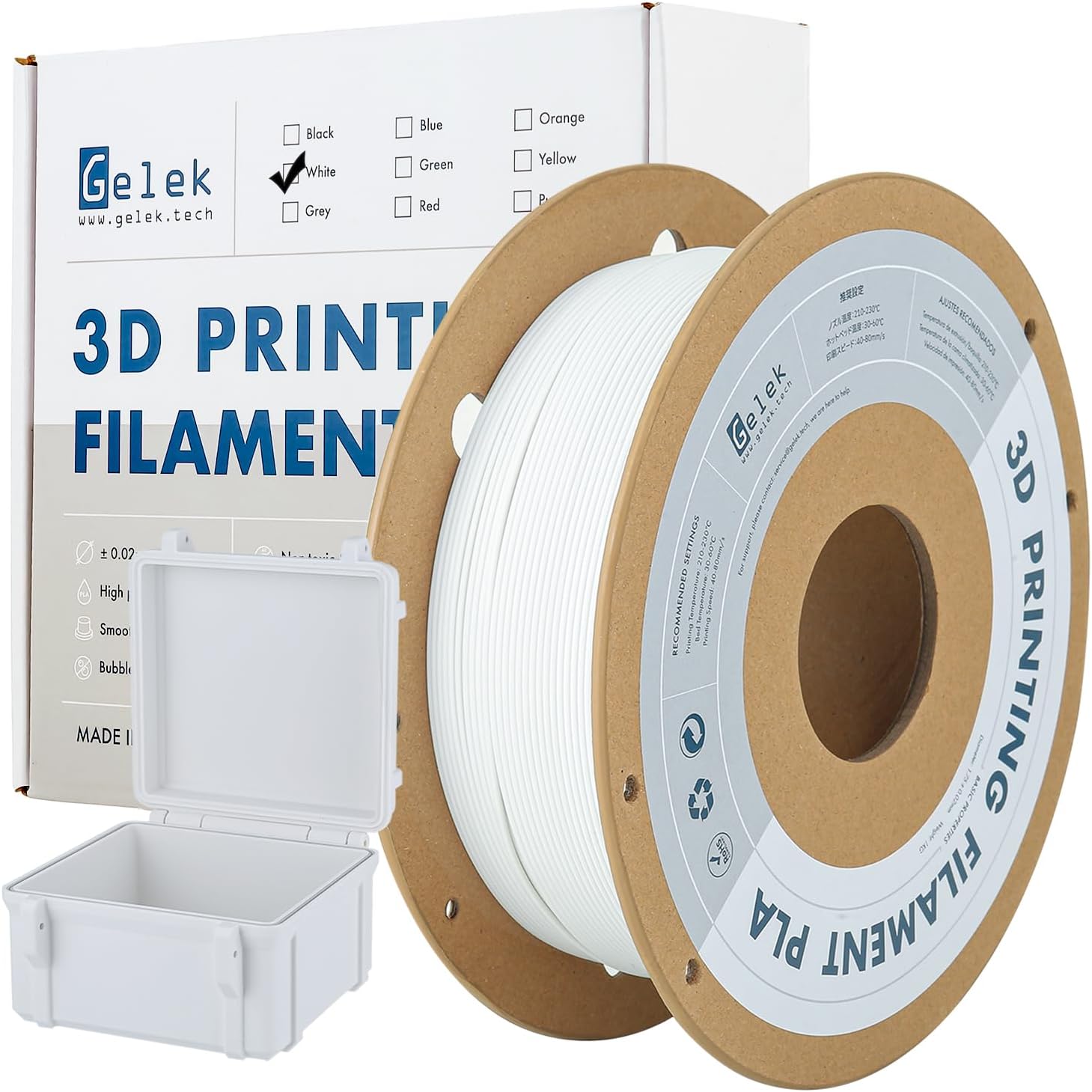 Gelek Filamento PLA mate de 1,75 mm en negro, 1kg, filamento de ...