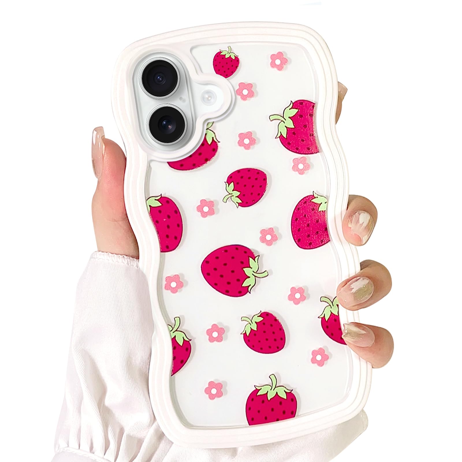 Amazon.com: NITITOP Compatible for iPhone 16 Case Cute Clear Curly Wave Frame Shape Wavy ...