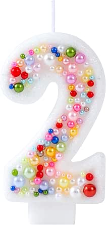 Amazon.com: EAKE 2 Birthday Candle Rainbow Number 2 Candles with ...