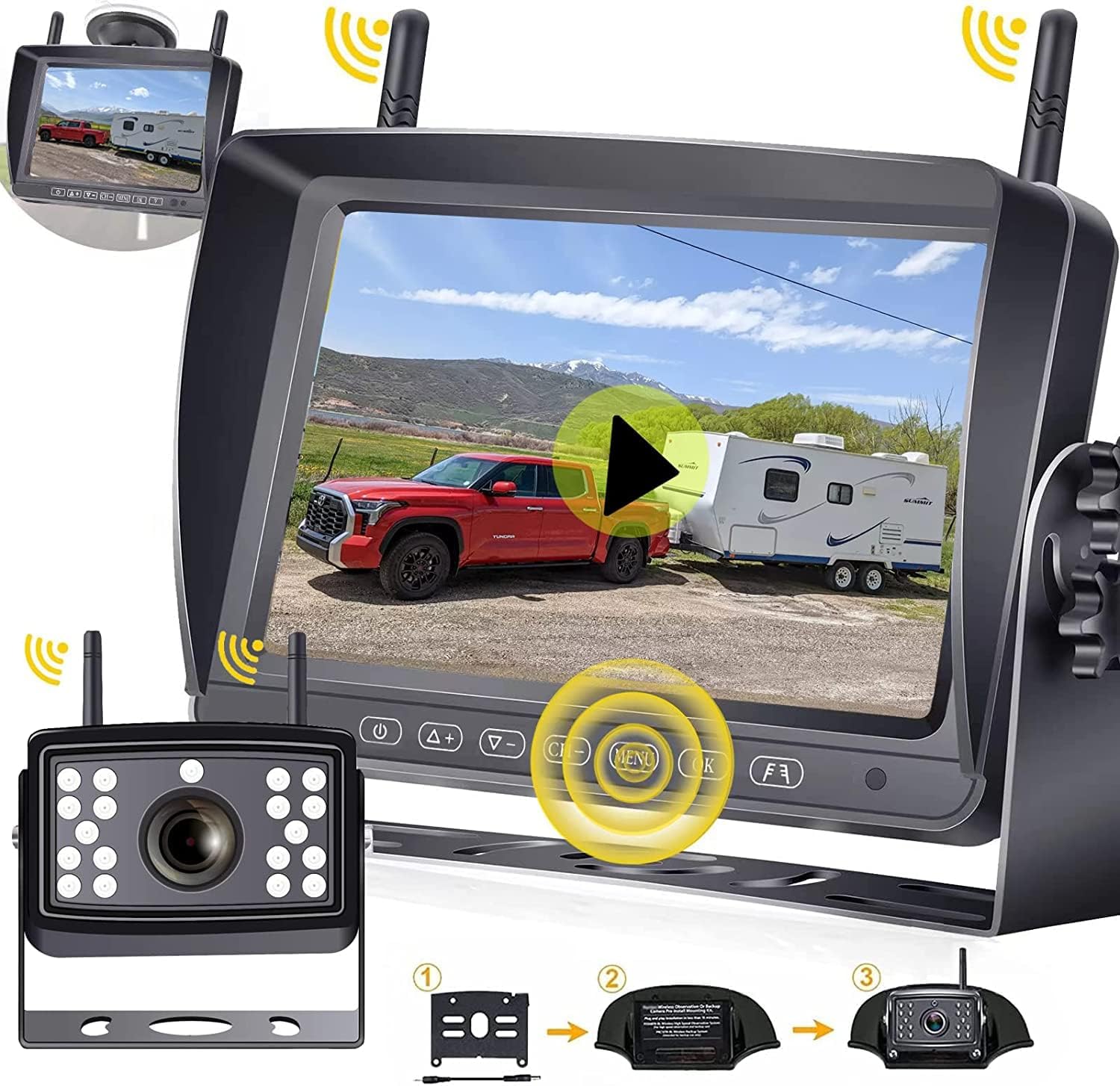 Amazon.com: RV Backup Camera Wireless HD 1080P Trailer Bluetooth Rear ...
