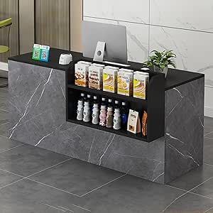 Amazon.com: JKGHK Reception Desk, Front Desk with Display Shelf ...