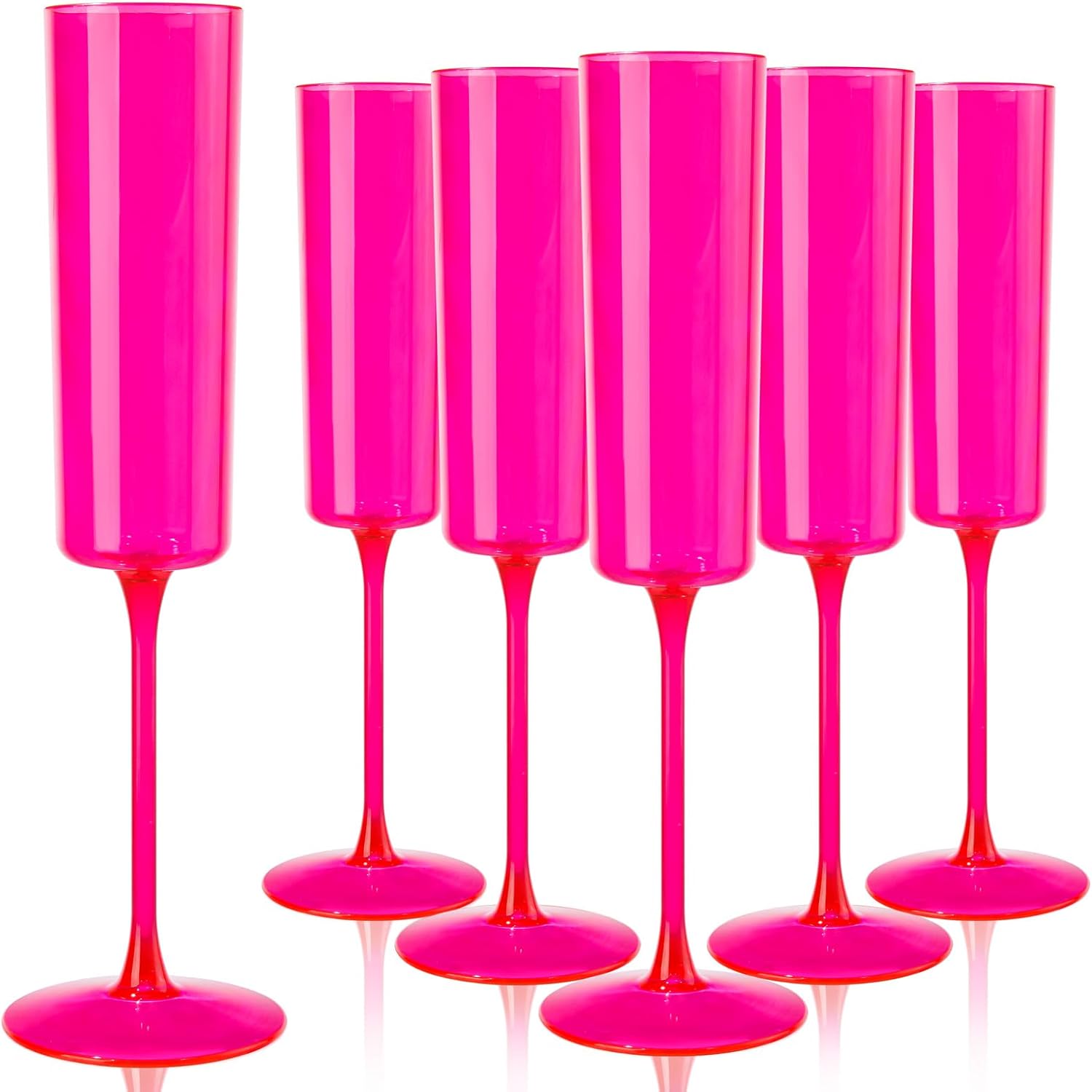 Amazon.com: Ciaell 24 Pack Plastic Champagne Flutes - Hot Pink 6 Oz ...