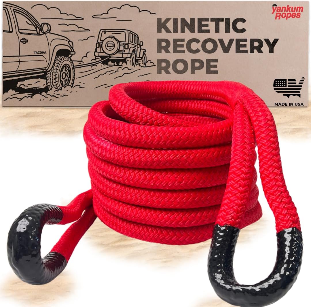 Yankum Ropes,Kinetic Recovery Rope Made in The USA, 7/8 x 30 Tow Rope ...