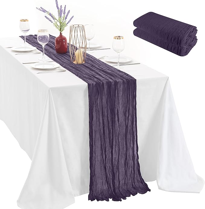 Amazon.com: Leetaltree 2 Pack Purple Cheesecloth Table Runner, 35x120 ...