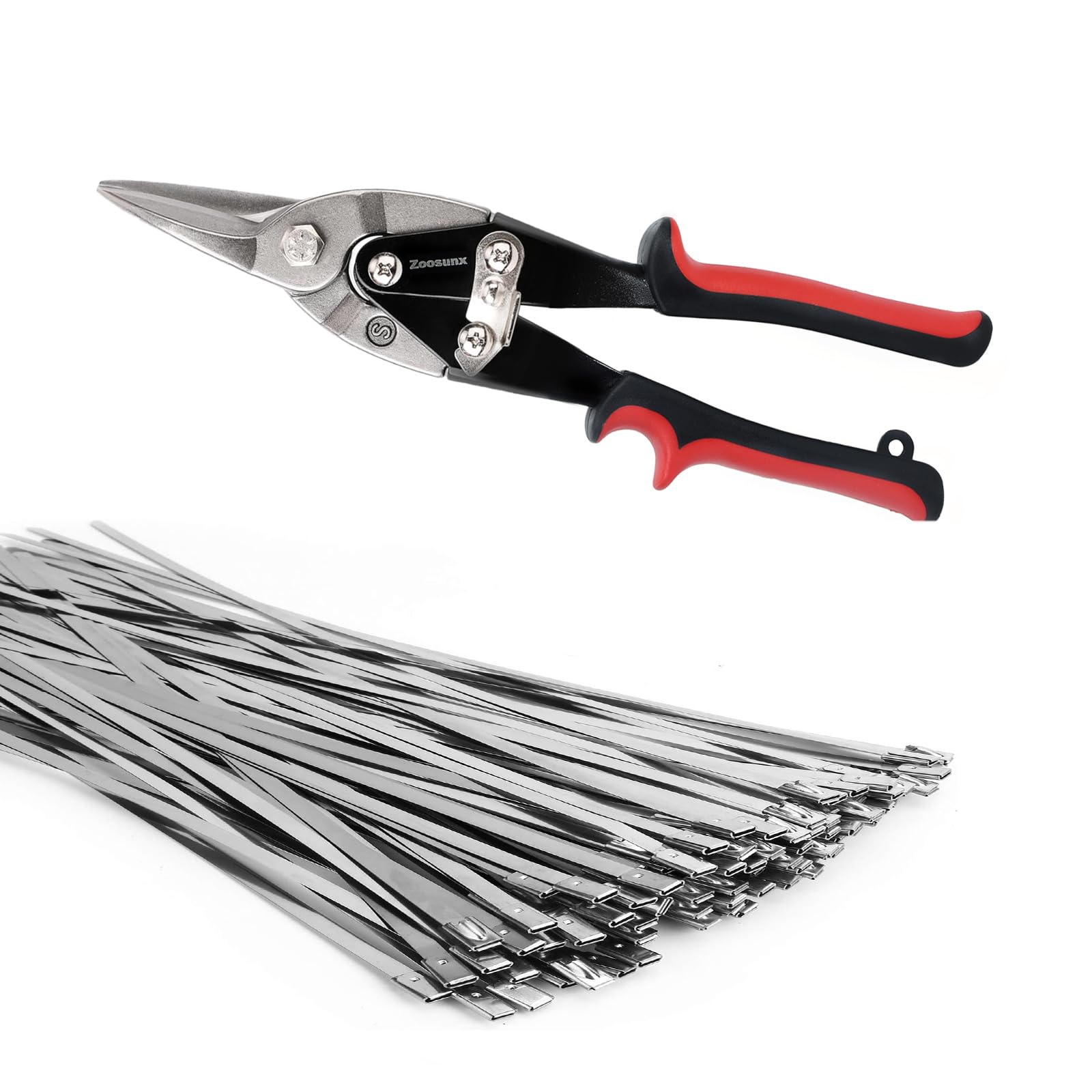 Amazon.com: Metal Zip Ties & Aviation Tin Snips, 100PCS 11.8 Inch 304 ...