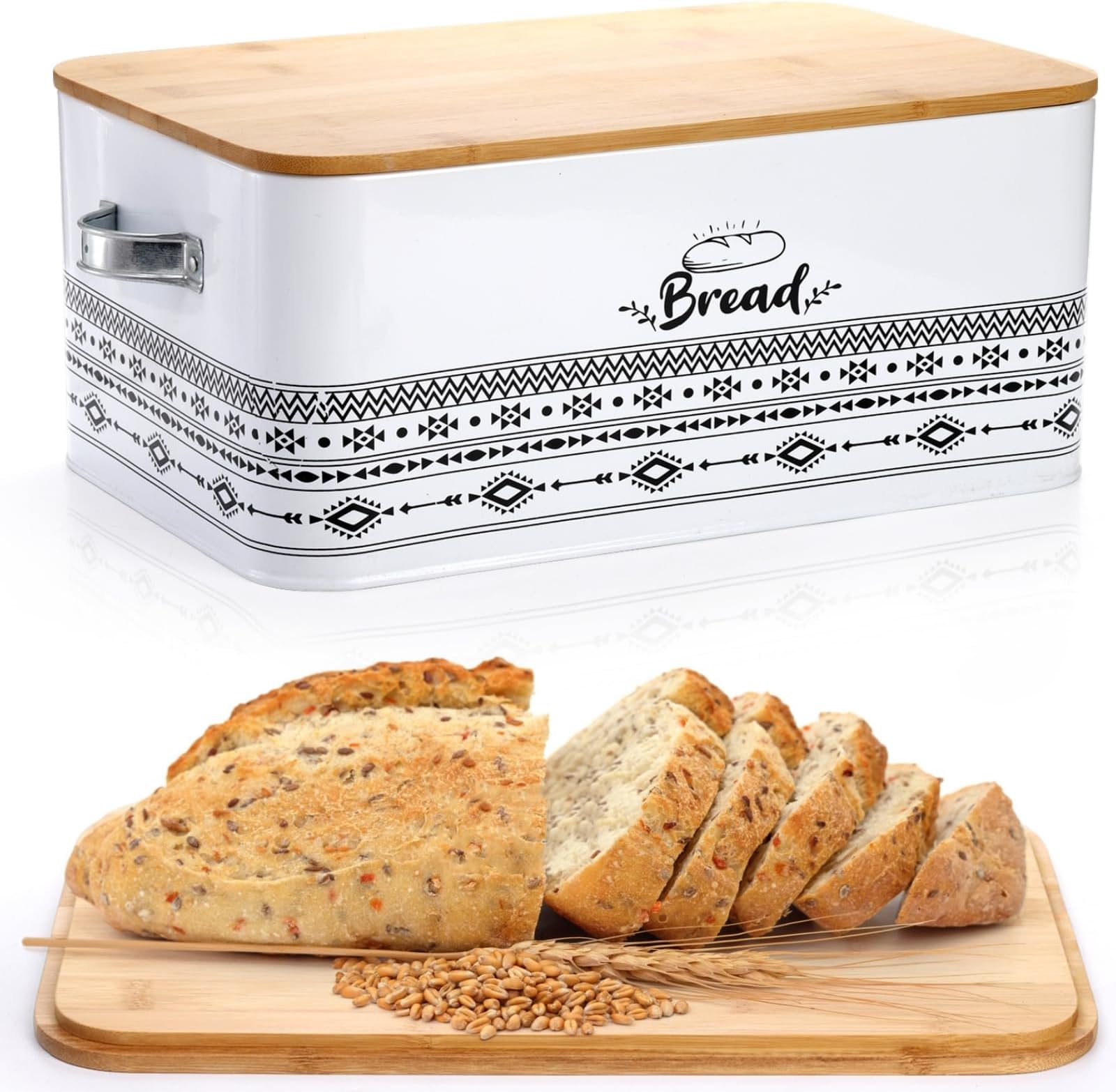 Amazon.com: Lyellfe Bread Box for Kitchen Counter, Large White Bread ...