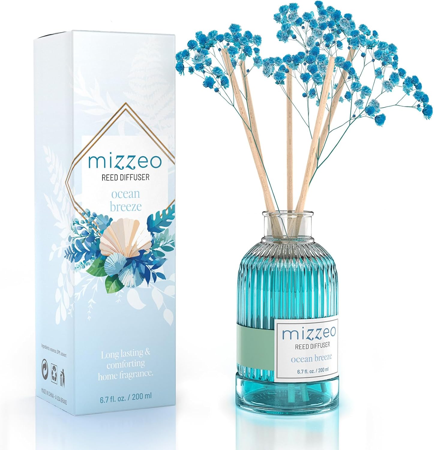 Amazon.com: MIZZEO Reed Diffuser Set, Ocean Beach 6.76 fl oz Highly ...