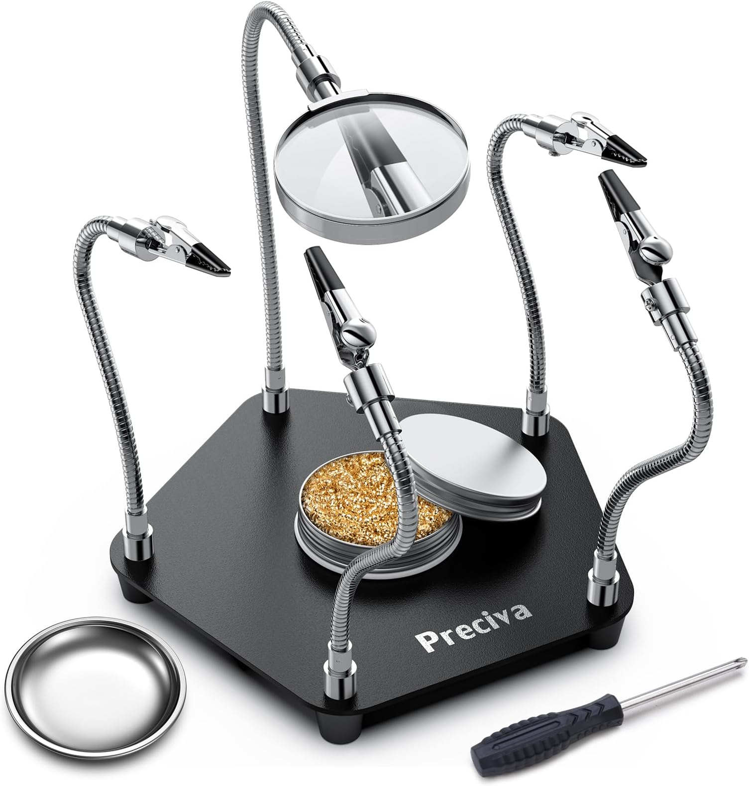 GuDoQi Dritte Hand Lupe mit Klemmen, Löthilfe Lupe 3X 4,5X 25X Fach ...