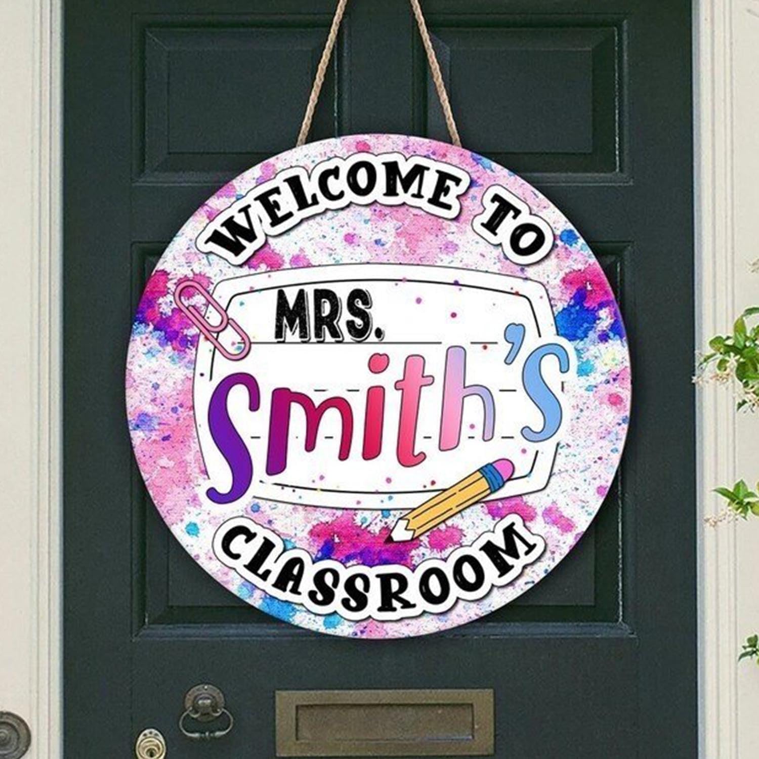 Amazon.com: Personalized Teacher Door Sign, Teacher Name Sign, Back To ...