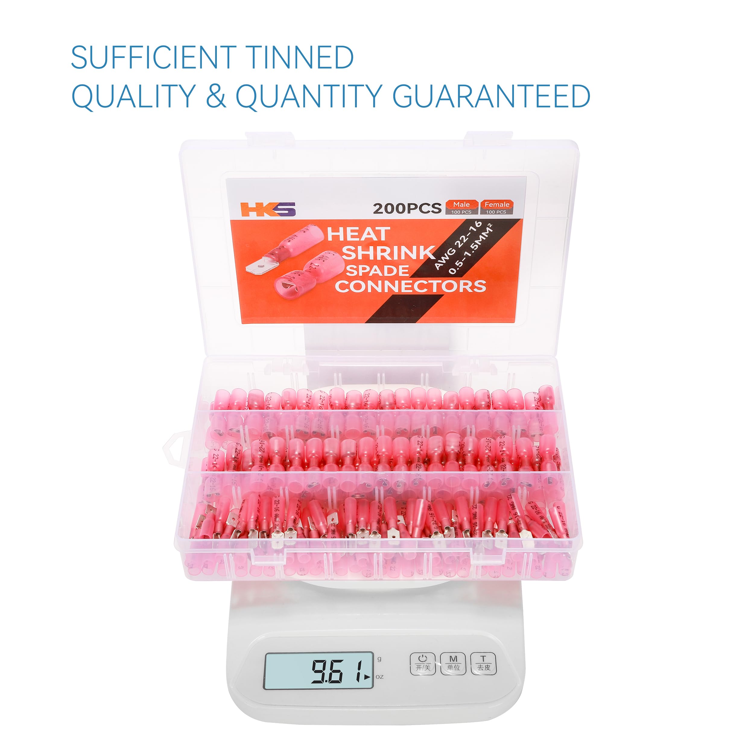 Snapklik.com : 200PCS/100Pairs Spade Connector Kit - Red AWG 22-16 Male ...