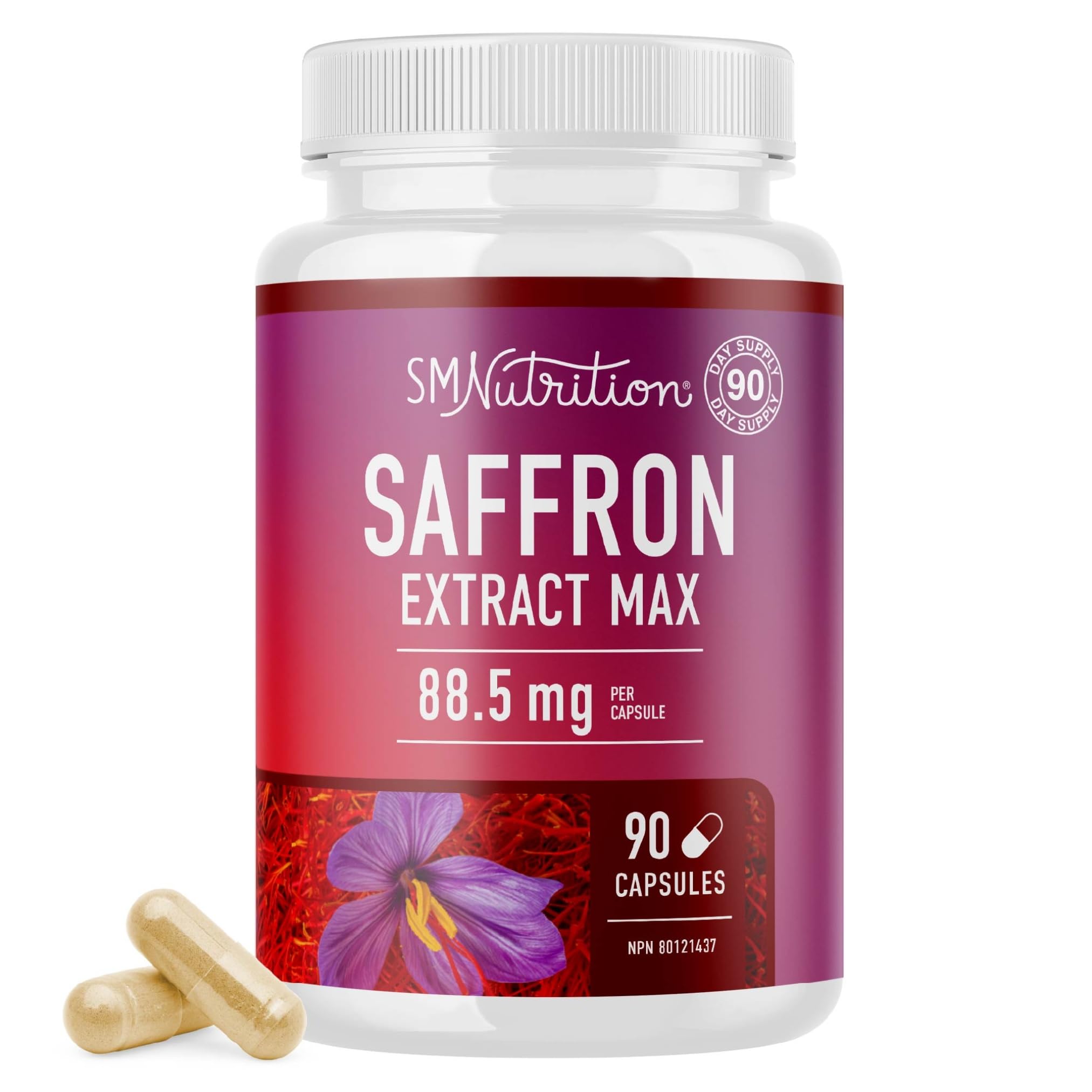 Saffron Extract Supplement 88.5mg | 90 Capsules | 100% Saffron ...