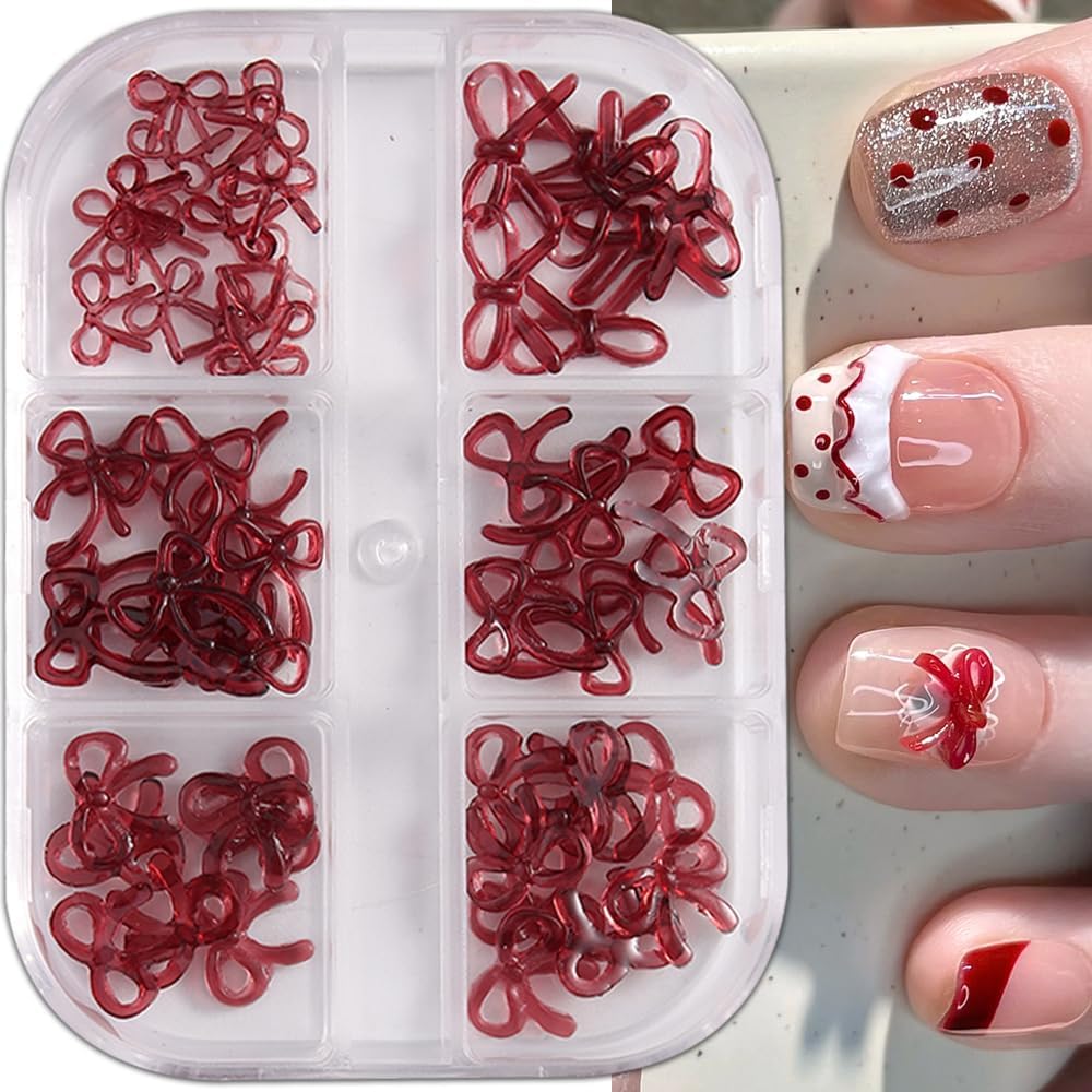 Amazon.com: 70 Pcs Bow Nail Charms Colorful Bow Charms For Nails Design ...