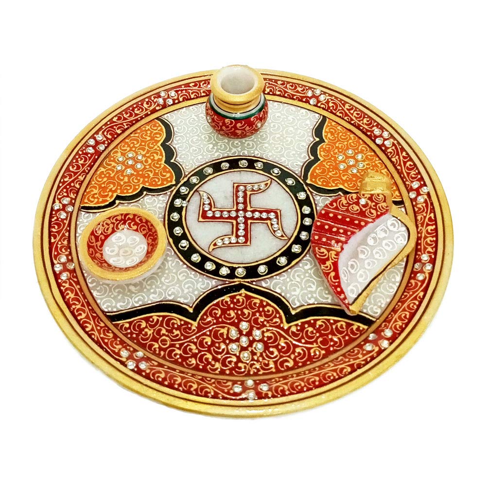 Buy Handicraft Kingdom Marble Puja Thali Set for Home| Traditional ...
