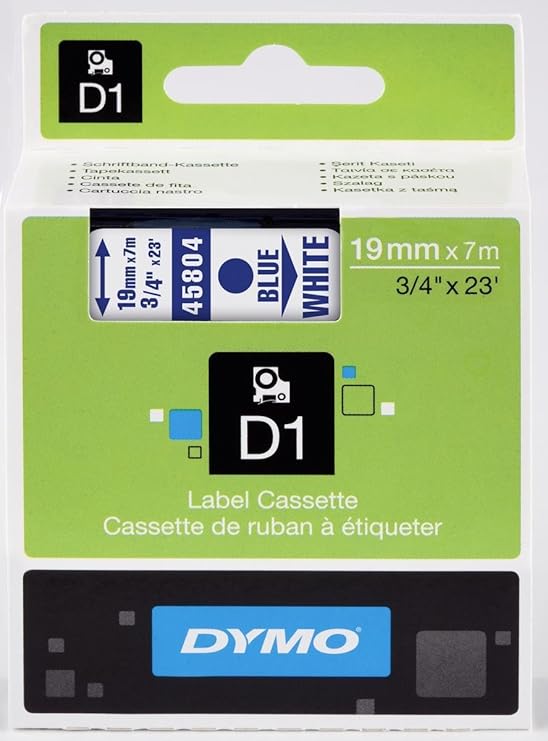 DYMO D1 Label Tape Authentic | Blue on White | 19mm x 7m | Self ...