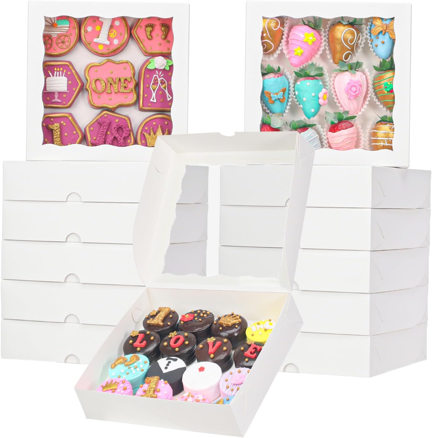 Amazon.com: TEMLQPACK 20 pcs 8x6x2Inches Plastic Clear Cookies Boxes ...