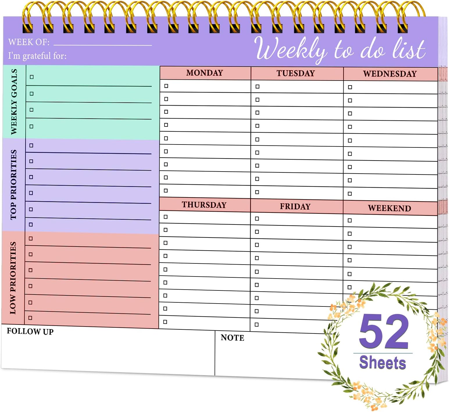 Getvow Weekly Planner Notepad - 7" x 10" Weekly Pad Organizers Habit ...