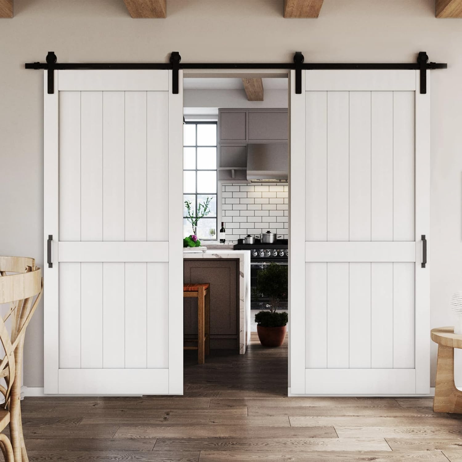 Amazon.com: BARNER HOME Sliding Barn Door,72''(36''x2) x 84'', H-Shape ...