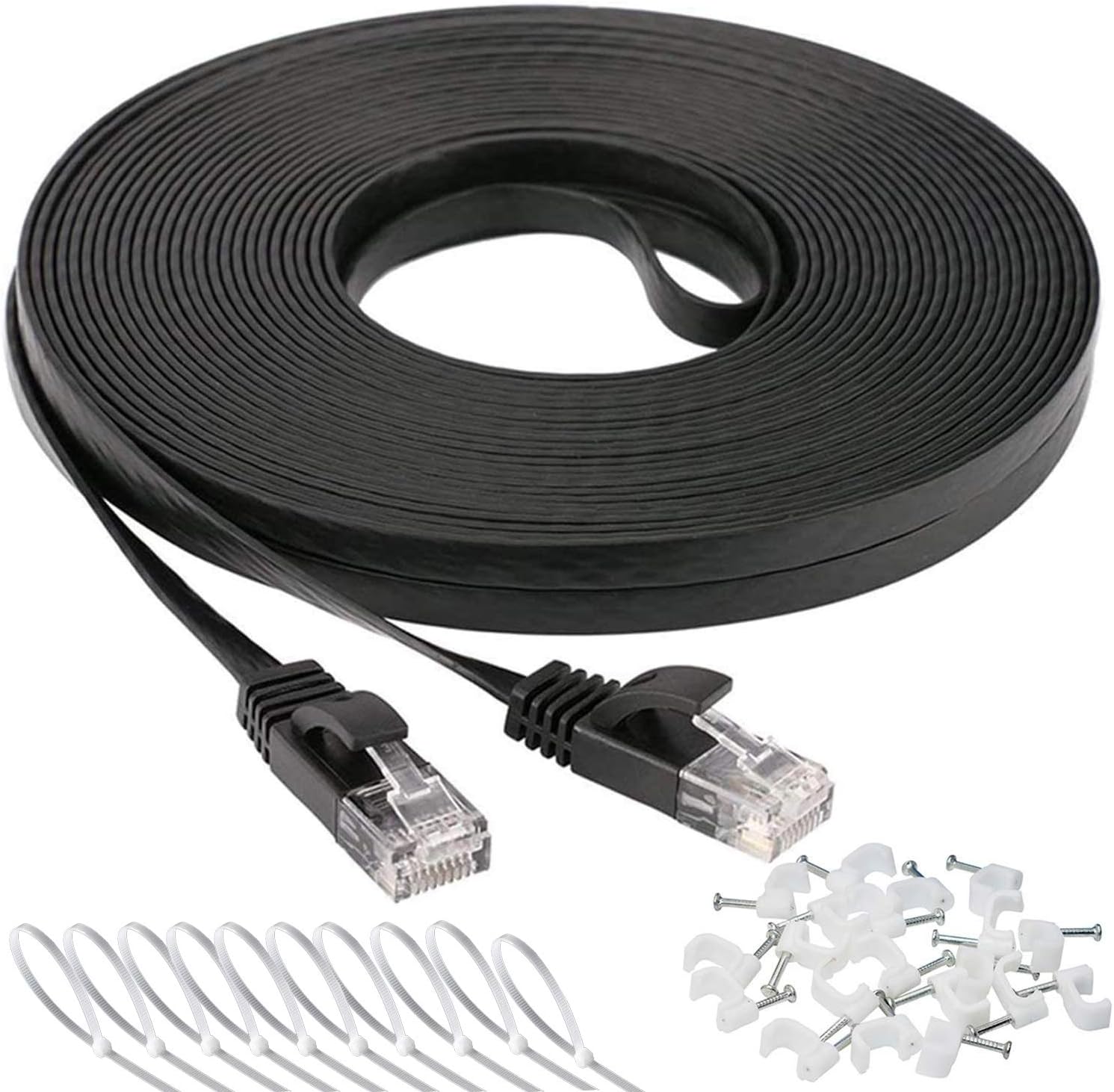 Amazon.com: Cat 6 Ethernet Cable 50 ft, Solid Flat Internet Cords ...