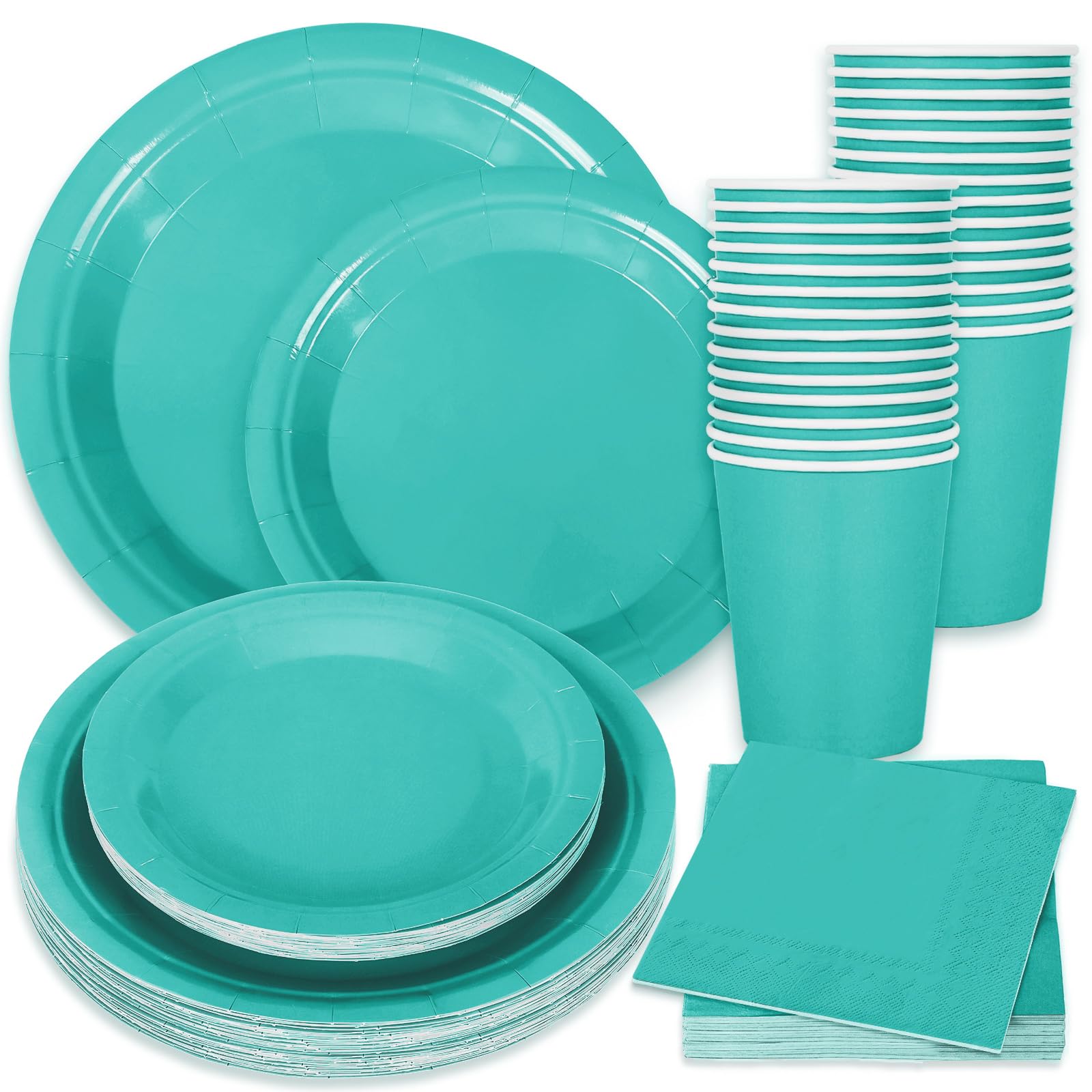 Amazon.com: Whaline 100Pcs Teal Tableware Set Wedding Disposable ...