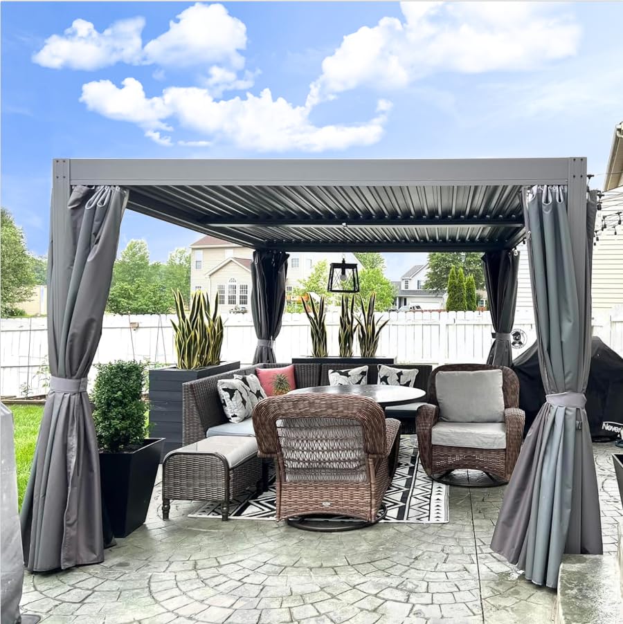 Buy Domi Outdoor Louvered Pergola 10x13FT Full Aluminum Structure,Patio ...