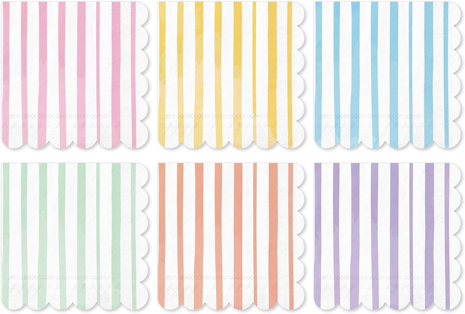 Amazon.com: Whaline 120Pcs Stripe Scalloped Edge Cocktail Napkin 6 ...