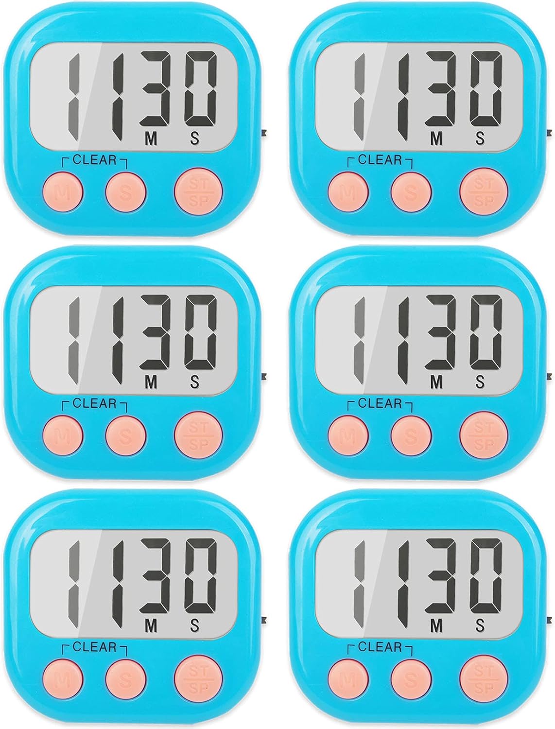 Amazon.com: 6 Pack Kitchen Timers Loud Ring Digital Timers for Cooking ...