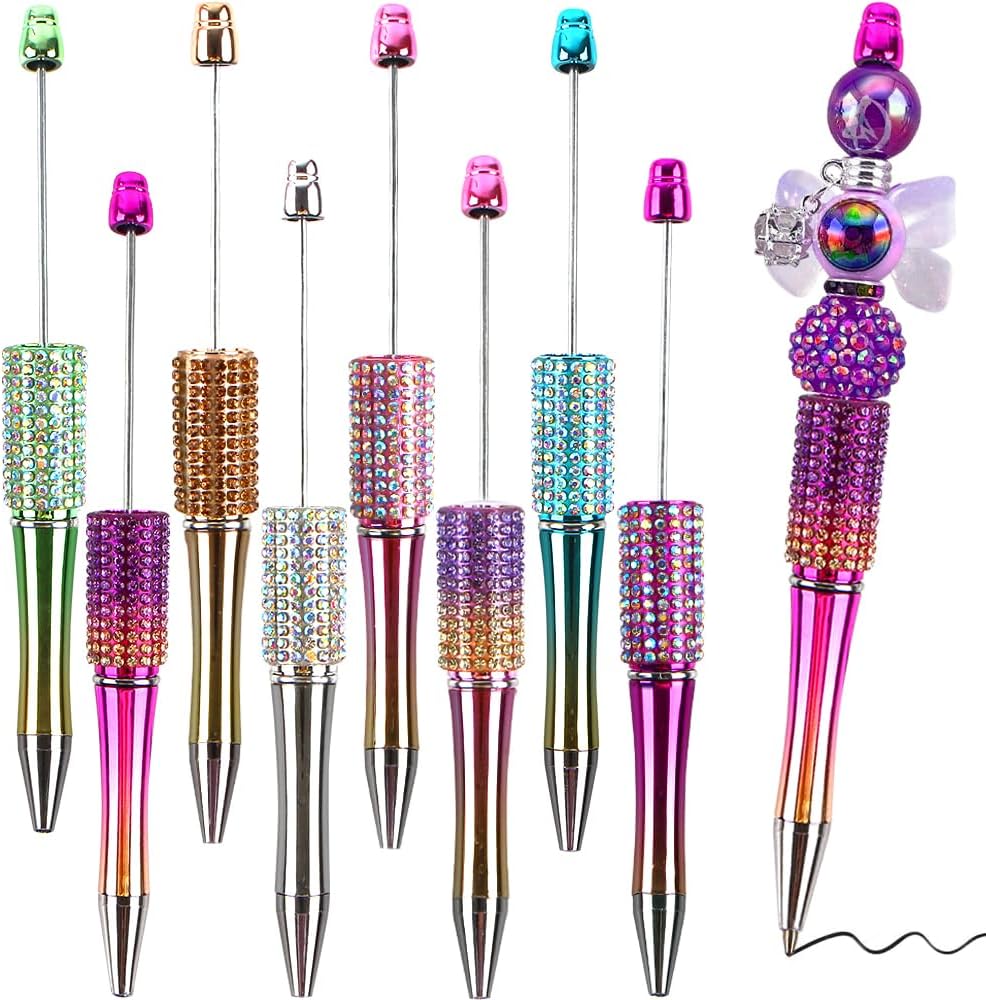 Amazon.com : 8Pcs Diamond Beadable Pens Bulk Colored Gradient Beaded ...