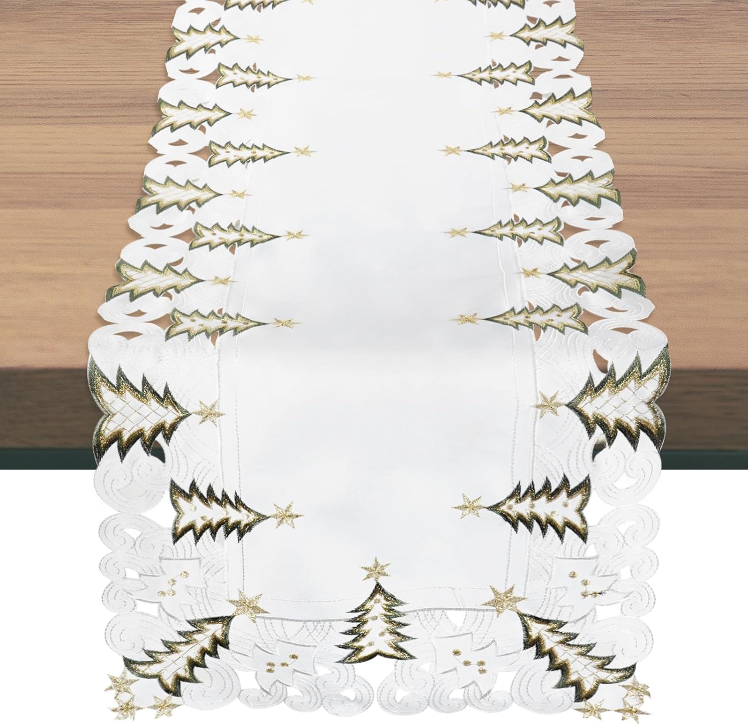 Amazon.com: SHANGRLA White Christmas Table Runners - 72 Inches Long ...