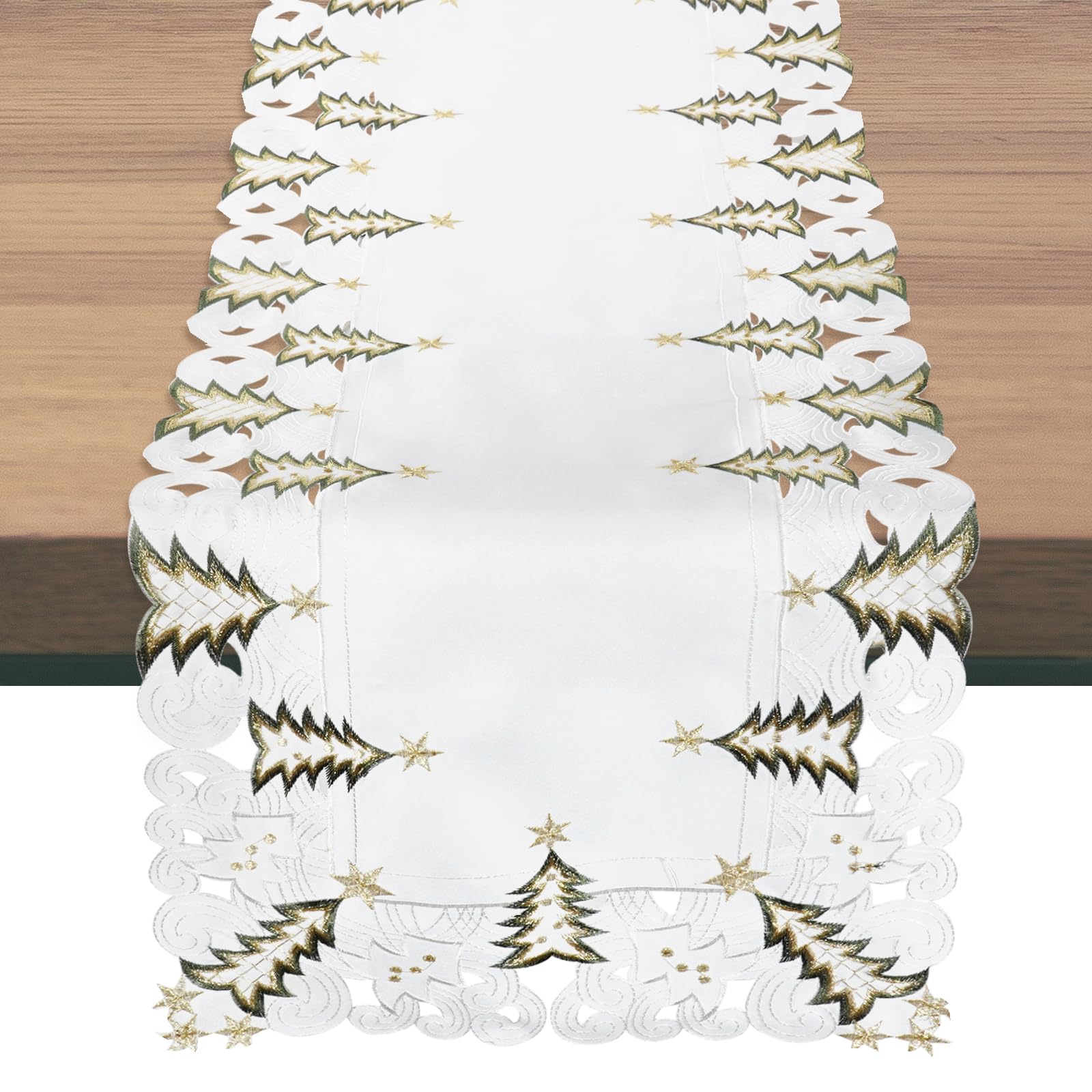 Amazon.com: SHANGRLA White Christmas Table Runners - 72 Inches Long ...