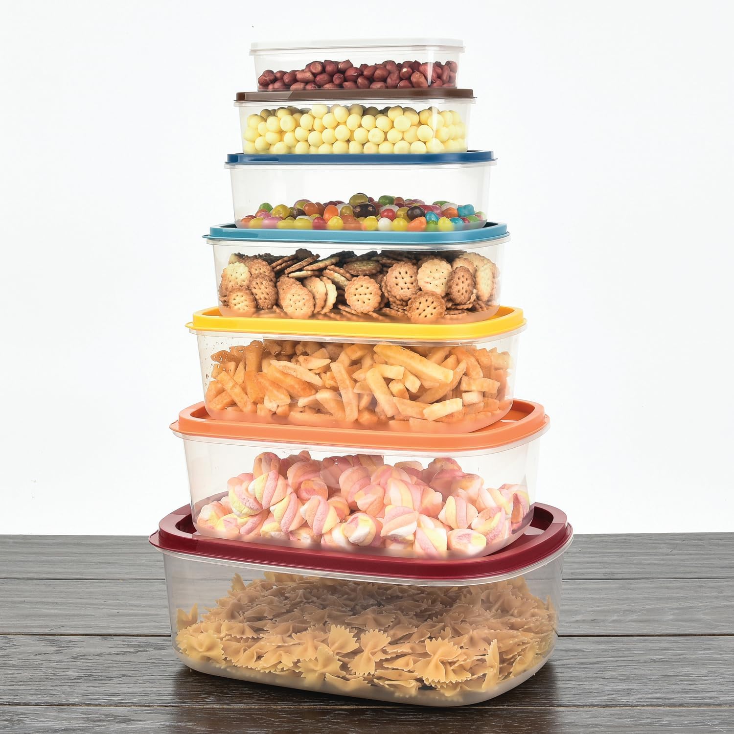 Amazon.com: SharpChef 14Pc Rectangle Plastic Food Storage Container Set ...