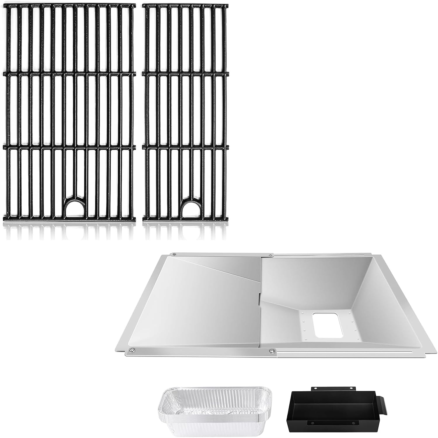 Amazon.com : Uniflasy Cast Iron Grill Cooking Grates and Grease Tray ...