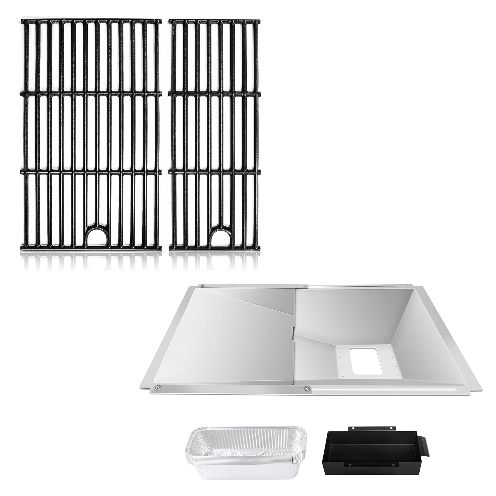 Amazon.com : Uniflasy Cast Iron Grill Cooking Grates and Grease Tray ...