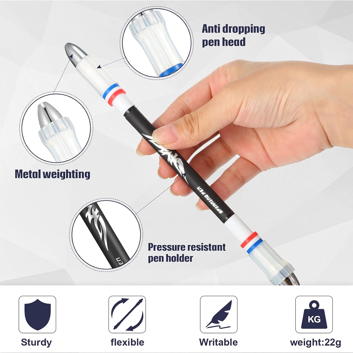 2 Pieces Rotating Pen V11 Non-slip Coating Pen Ballpoint Pen for ...
