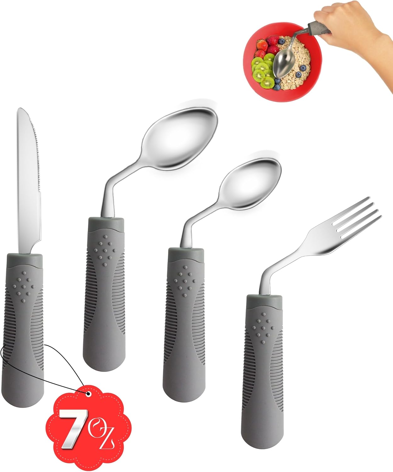 Amazon.com: BaseSmall Adaptive Utensils (4-Piece Kitchen Set) Weighted ...